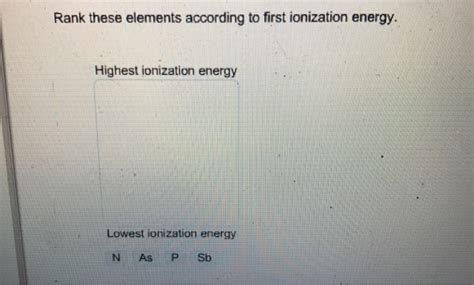 Solved Rank These Elements According To First Ionization
