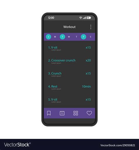 Workout App Smartphone Interface Template Vector Image