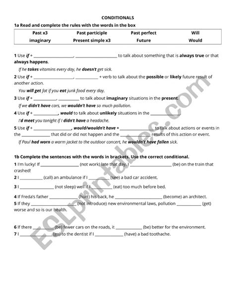Conditionals Esl Worksheet By Rogersure