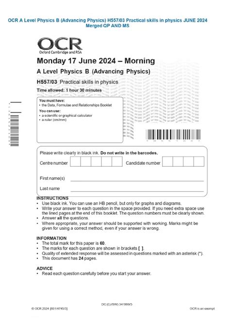 Ocr A Level Physics B Advancing Physics H55703 Practical Skills In