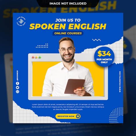 Premium Psd Online Languages Classes Social Media Post Template