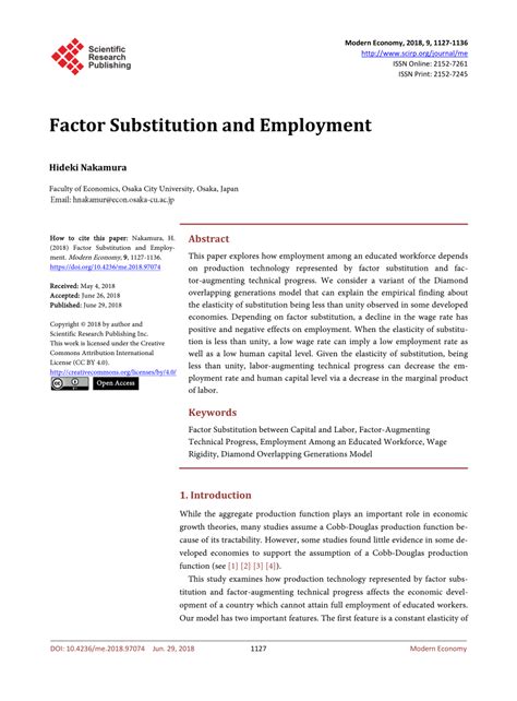 Pdf Factor Substitution And Employment
