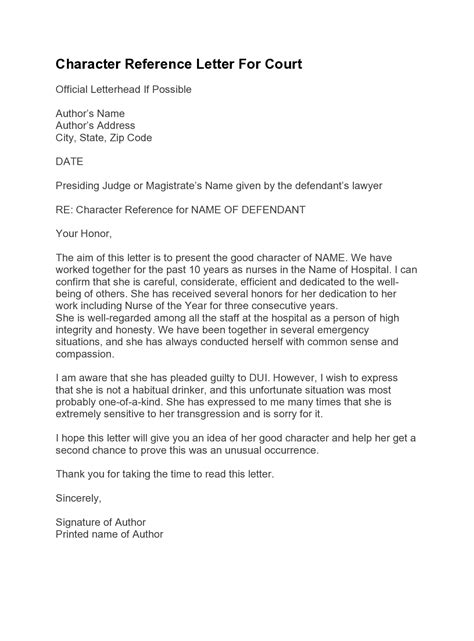 Dui Character Letter Sample Character Letter For Court Dui Letter Illshutyouup