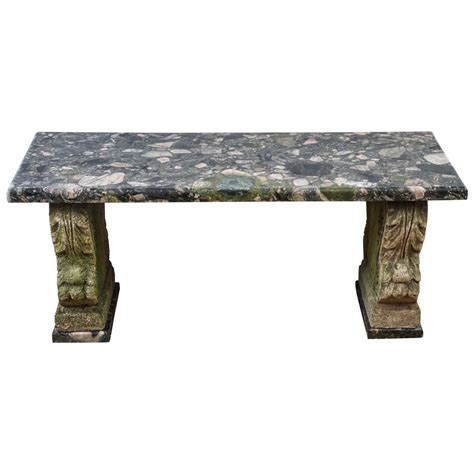 Small Marble And Cast Stone Garden Bench At 1stdibs