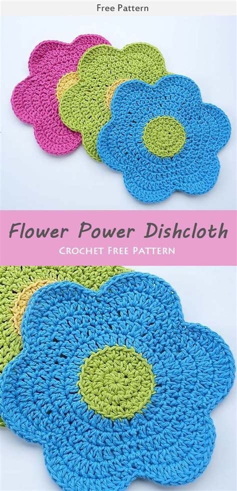 Free Crochet Pattern For Flower Dishcloth At Gemma Lynn Blog
