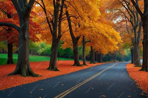 Premium Photo Trees With Vibrant Autumn Foliage Lin