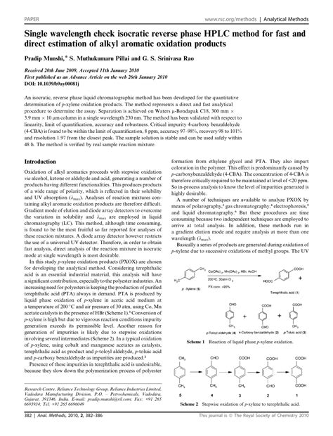pdf single wavelength check isocratic reverse phase hplc method for