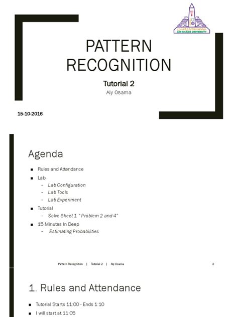 Pattern Recognition Tutorial 2 Pdf Pattern Recognition