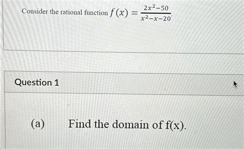 Solved Consider The Rational Function