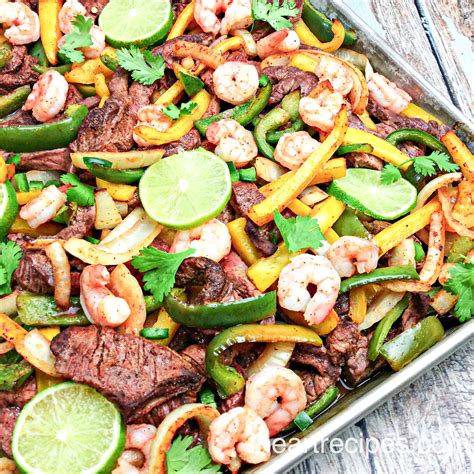 Sheet Pan Steak And Shrimp Fajitas I Heart Recipes