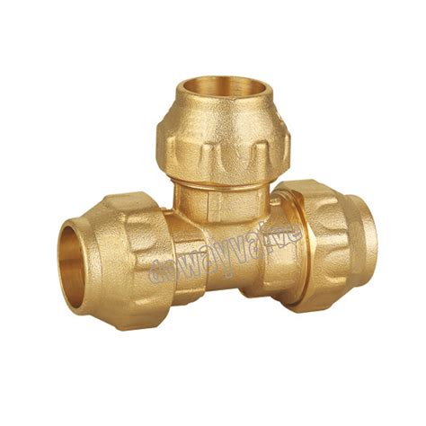 Brass Fitting For Polyethylene Pipe Tee Coupling Brass Fitting For