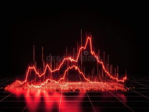 Red Stock Market And Economic Graph Showing A Down Trend And Recession