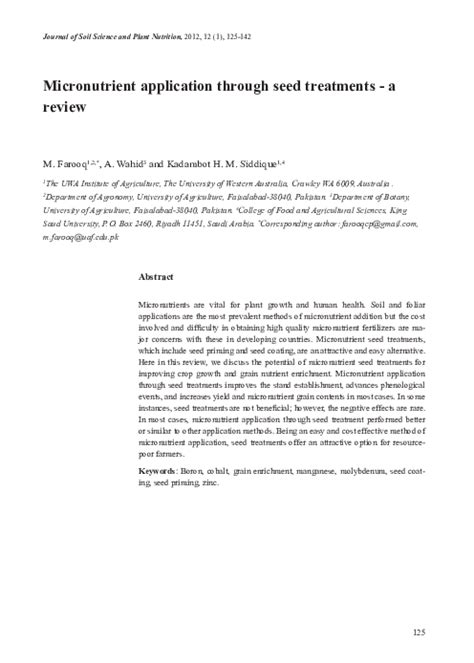 Pdf Micronutrient Application Through Seed Treatments A Review