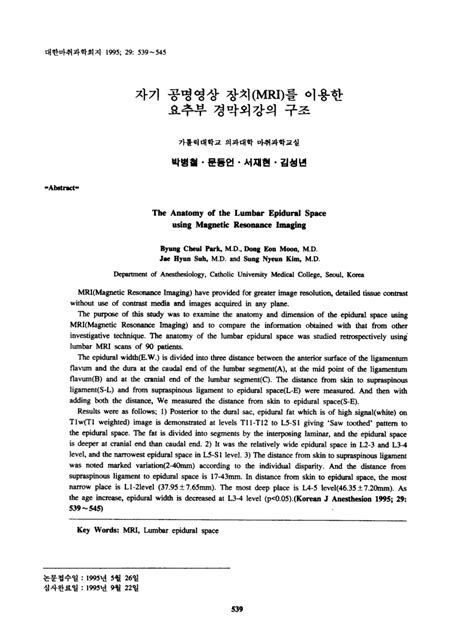 Pdf The Anatomy Of The Lumbar Epidural Space Using Magnetic Resonance Imaging