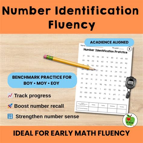 K 1st Gradenumber Identification Fluency Practice Set 2 Benchmark