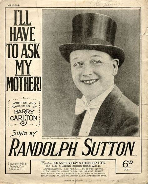 Ill Have To Ask My Mother Sung By Randolph Sutton For Piano And Voice With Ukulele Chord
