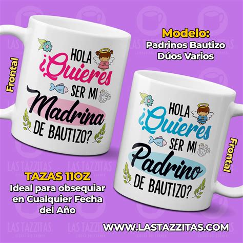 Tazas Dúo 11 Onzas Quieres Ser Mi Madrina Padrino Bautizo 269