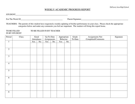 Hs Weekly Academic Progress Report