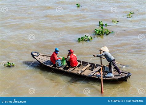 Sampan Popular Small Boat In Mekong Delta Vietnam Editorial Stock Image Image Of