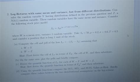 2 Log Returns With Same Mean And Variance But From