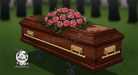 Cartoon Illustration Of A Coffin In A Cemetery Stock Vector