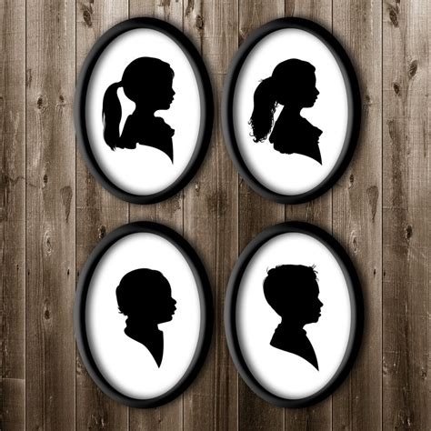 4 Traditional Profile Silhouettes Siblings Silhouettes Silhouette