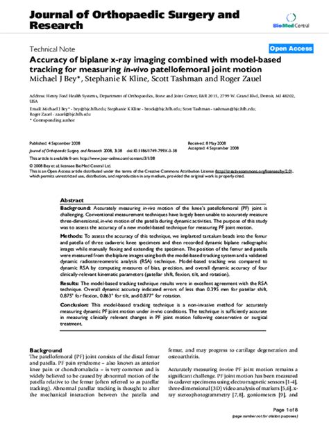 Pdf Accuracy Of Biplane X Ray Imaging Combined With Model Based