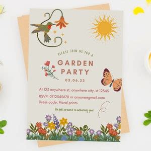 Editable Summer Garden Party Invitation Digital Printable Canva