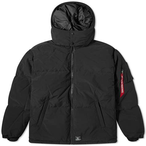 Alpha Industries Mens Puffer Parka Jacket In Black Alpha Industries