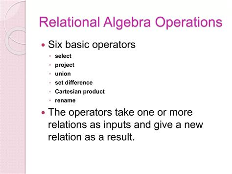 Relational Algebra Operations Ppt