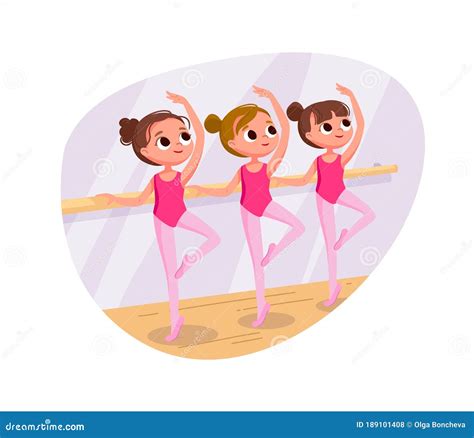 Girls Dancing Ballerinas Staying In A Class Ballet Classes Stock