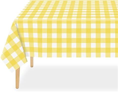 Qiksion Yellow Gingham Tablecloth Disposable 3 Pack 54 X