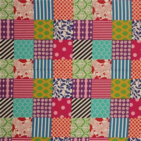 Blue Purple Pink Patchwork Piece Echino Laminate Fabric Fabric By