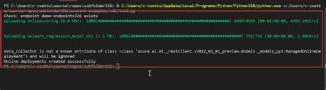 azure azureml data collector is not a known attribute of class