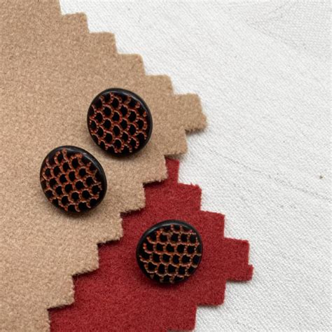 Petit Bouton Design Marron Orange 14mm Alvéoles Buttons Paradise