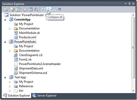 Collapse And Sync Visual Studio 2010 Solution Explorer To Current Item Add In