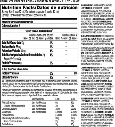 Pedialyte Freezer Pops Nutritional Information Besto Blog