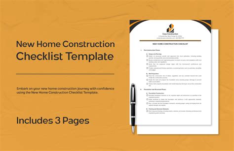 New Home Construction Checklist Sheets