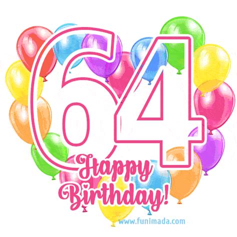 Colorful Heart Shaped Balloons Frame  For A 64th Birthday