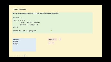 Q14 Part B Ks3 Computer Science Output Of An Algorithm Introduction To Gcse Youtube