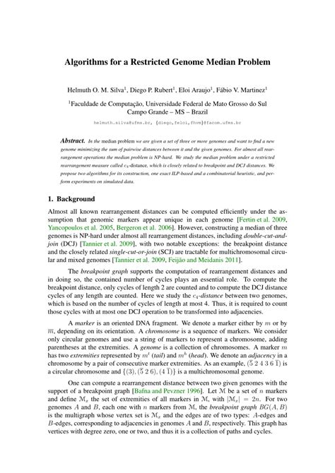 Pdf Algorithms For A Restricted Genome Median Problem