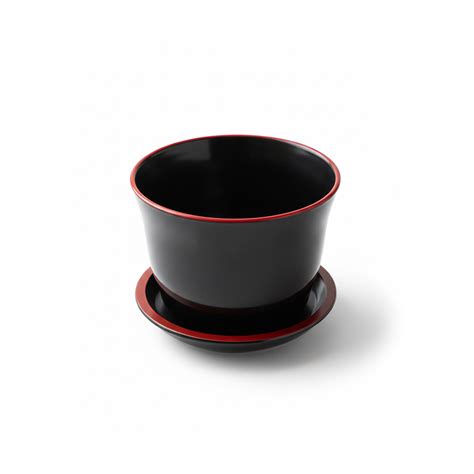 Buy Red And Black Soba Choko Cup And Lid Katachiware