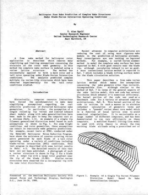 Helicopter Free Wake Prediction Of Complex Wake Structures Under Blade