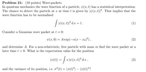 solved problem 21 10 points wave packets in quantum