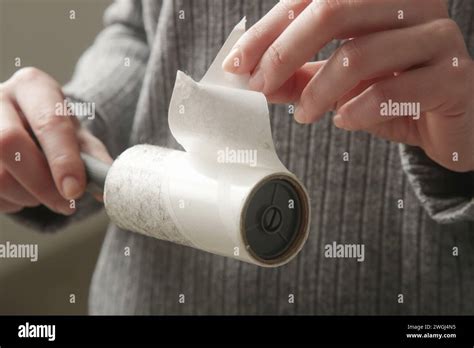 Hair Remover Roller Woman Using Reusable Clothes Lint Roller Cleaner