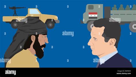 07122018 Editorial Illustration Of Syria Bashar Al Assad And The
