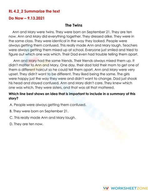 Do Now Rl42 2 Do Now Worksheet
