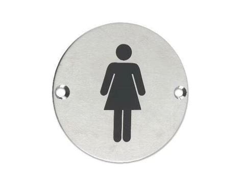 Zss02ss Female Toilet Sign Sex Symbol 76mm Dia Satin Stainless Steel F