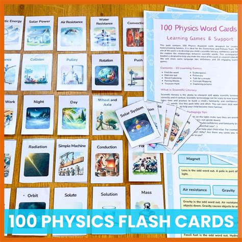Physics Flash Cards 100 Key Words Homeschooling Science Teacher Created Resource