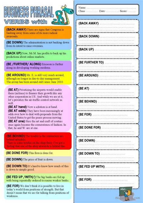 Business Phrasal Verbs English Esl Worksheets Pdf And Doc